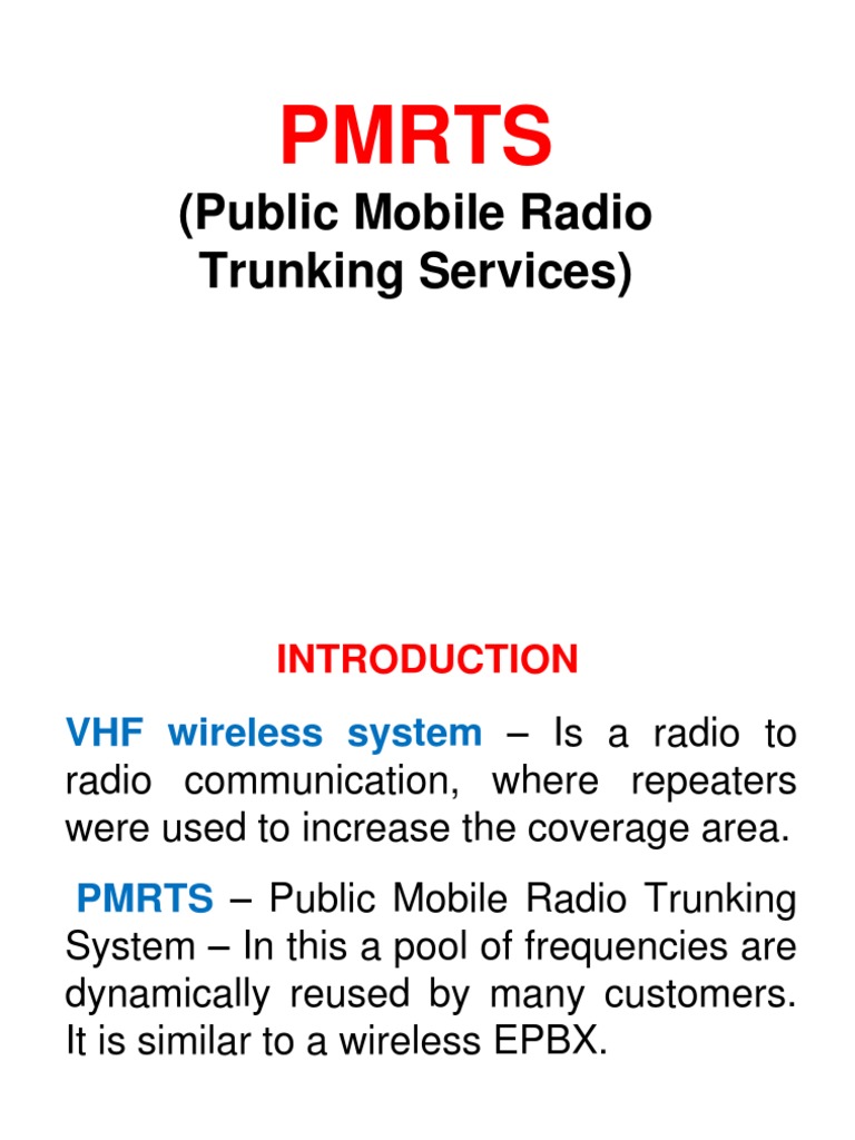 PMRTS: (Public Mobile Radio Trunking Services) | PDF | Radio | Mobile ...