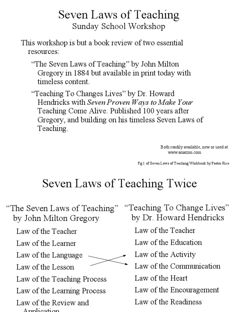 7 Law of Teaching Comparation | PDF | Teachers | Thought