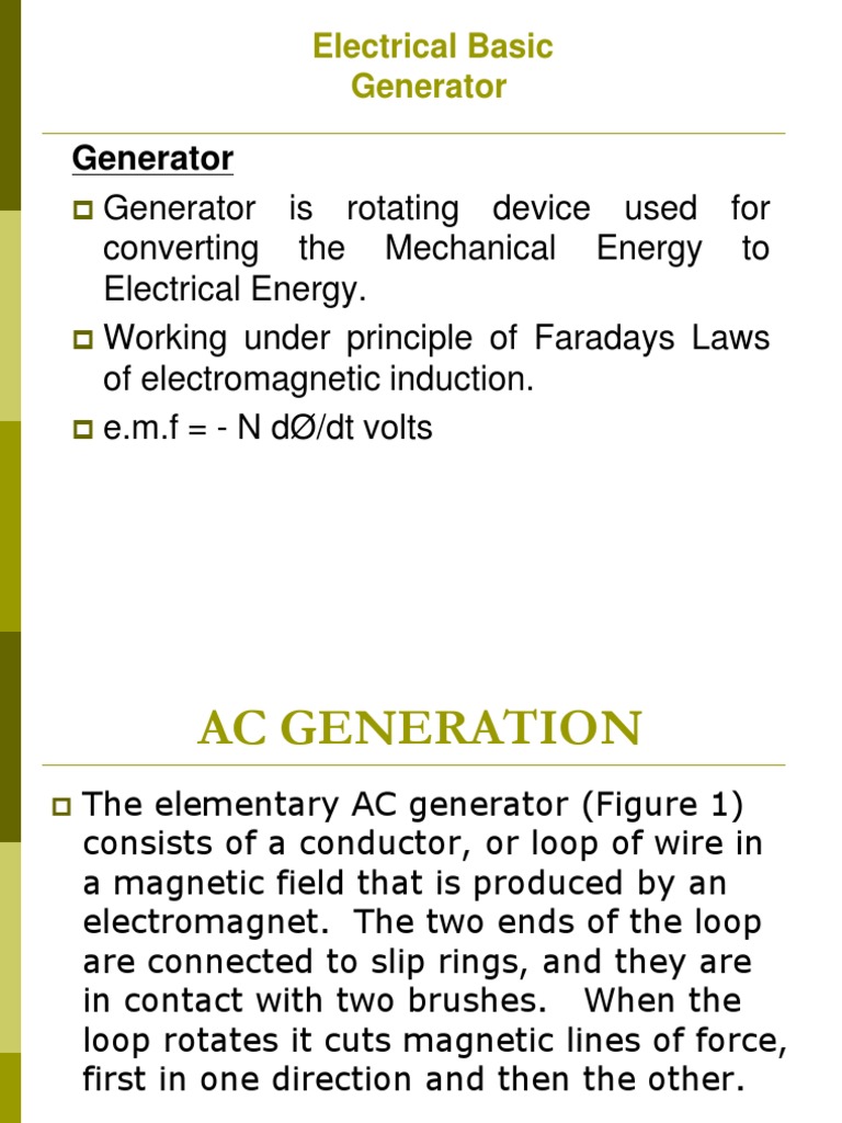 Electrical Basic Generator Guide | PDF | Electric Generator | Inductance