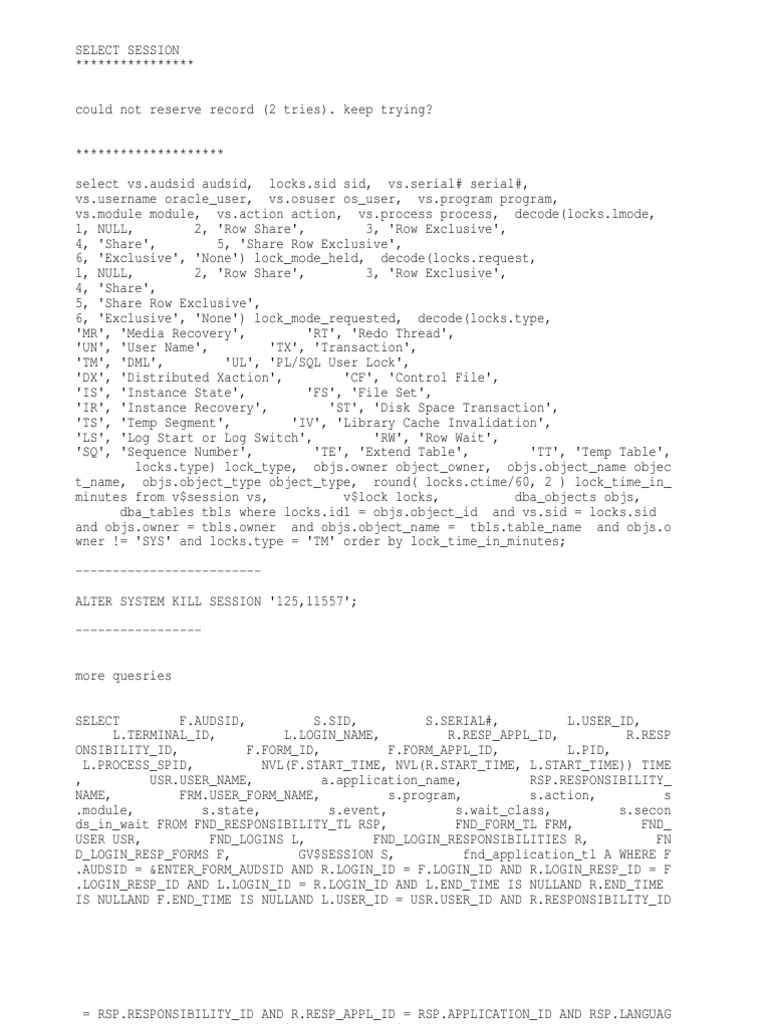 Display Session And Kill Session In Oracle 10g Pdf Oracle Database Areas Of Computer Science 1520