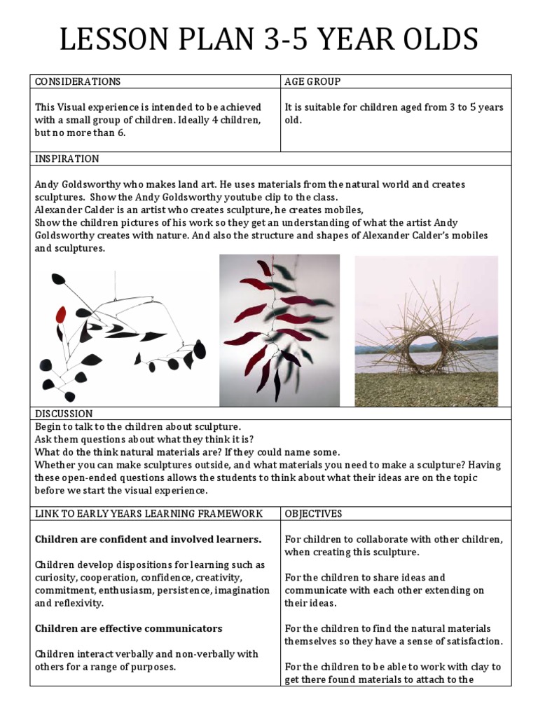 Lesson Plan 3-5 | Download Free PDF | Sculpture | Learning