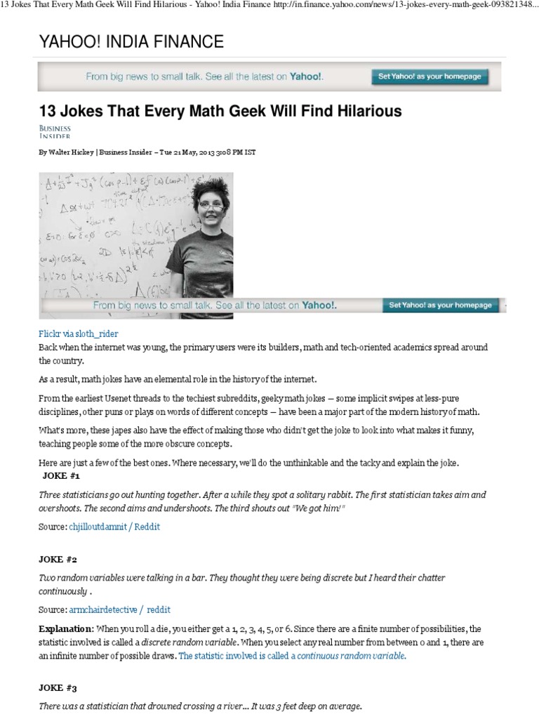 13 Jokes That Every Math Geek Will Find Hilarious | PDF | Infinity ...