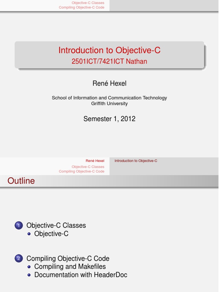 ObjcIntro Handouts | PDF | Objective C | Class (Computer Programming)