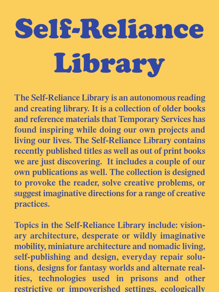 Self-Reliance Library | PDF