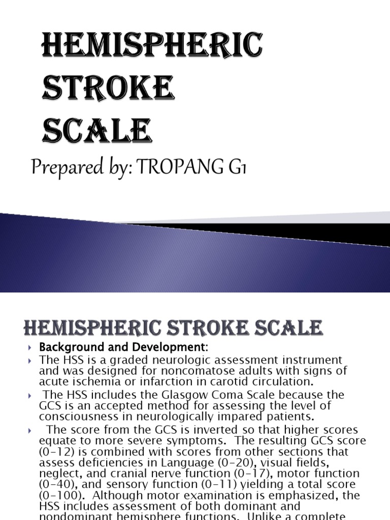 Hemispheric Stroke Scale Overview | PDF | Coma | Stroke