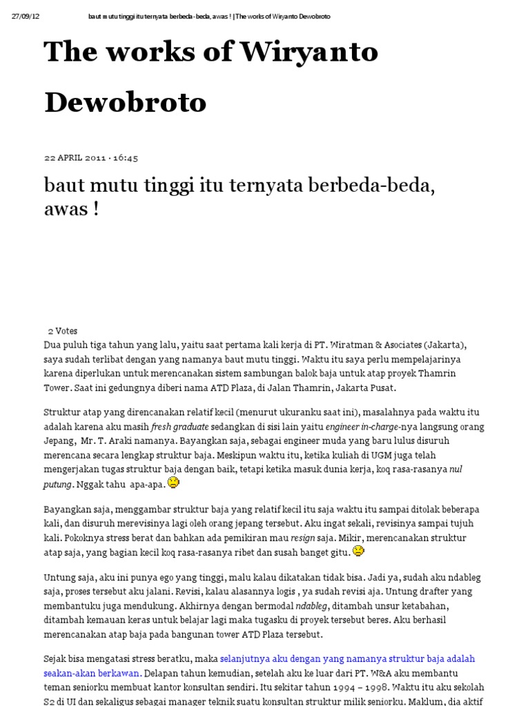 Keterangan Baut Mutu Tinggi | PDF