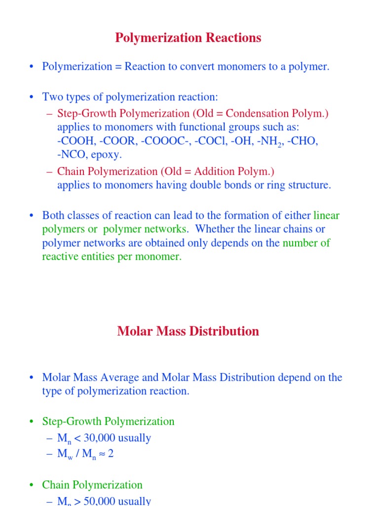 Polymerization Reactions: - Step-Growth Polymerization (Old ...