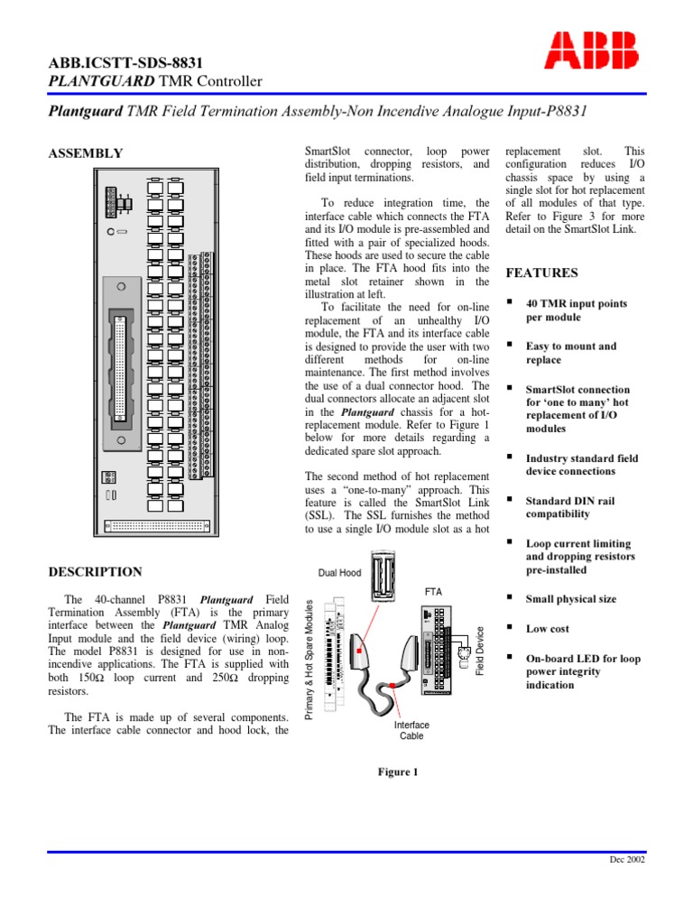 ABB ICSTT-SDS-8831 - en TMR Field Termination Assembly - Non-Incendive ...