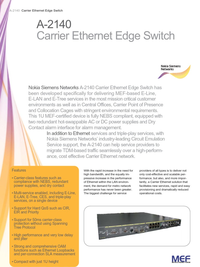 Carrier Ethernet Edge Switch: Nokia Siemens Networks | PDF | Quality Of ...