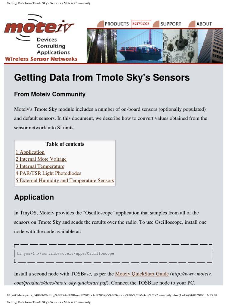 Getting Data From Tmote Sky's Sensors - Moteiv Community | PDF | Analog ...