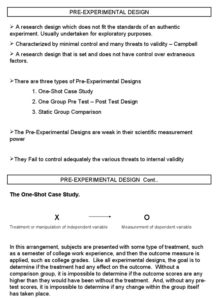 Pre-Experimental Research Designs Explained | PDF | Research Methods ...