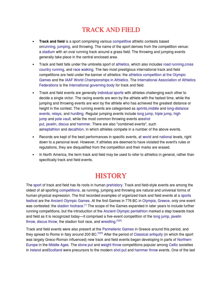 Track and Field | PDF | Track And Field | Sport Of Athletics