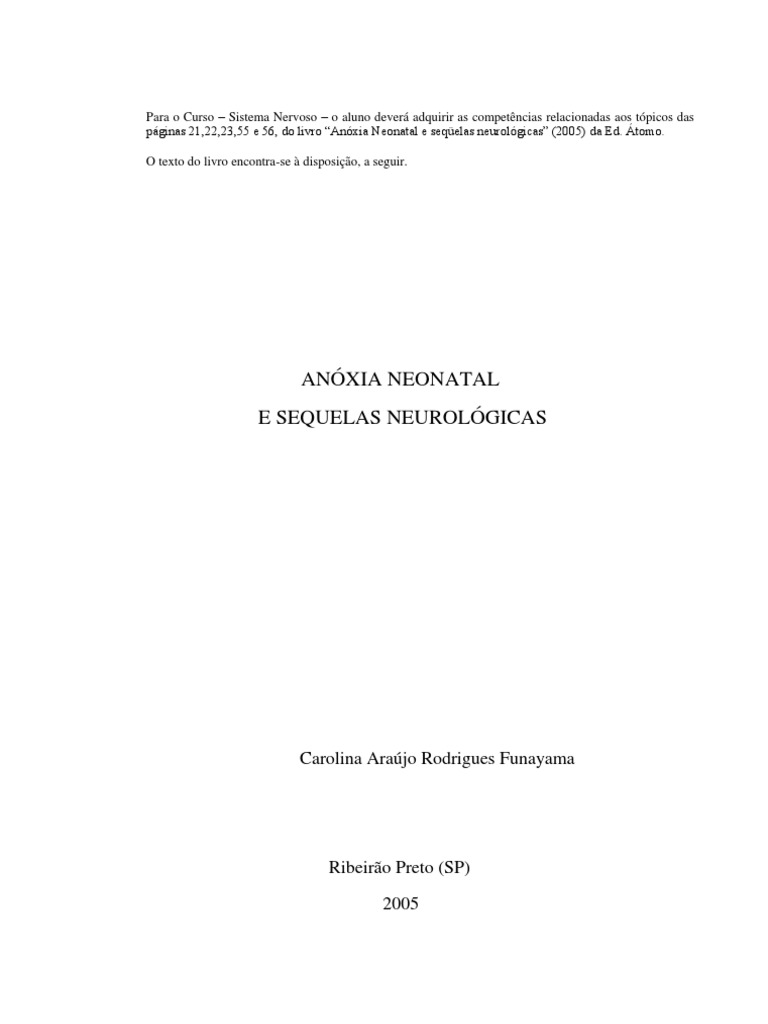Anóxia Neonatal e Sequelas Neurológicas | PDF | Taxa de mortalidade ...