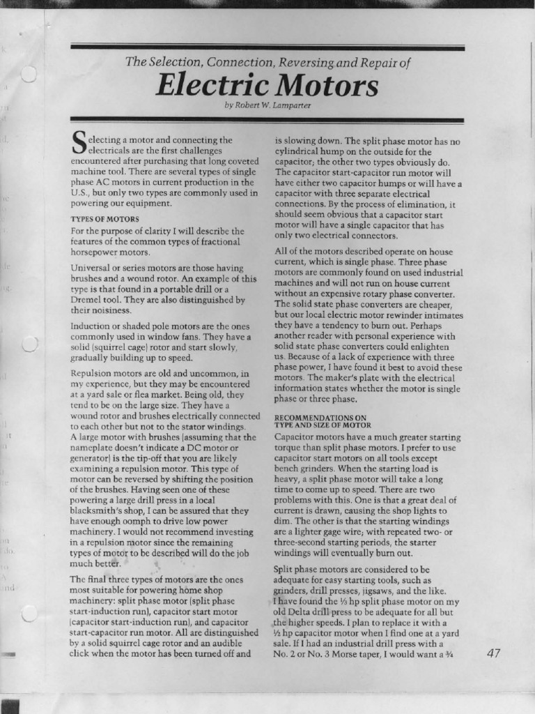 Repairing Electric Motors | PDF | Electric Motor | Equipment