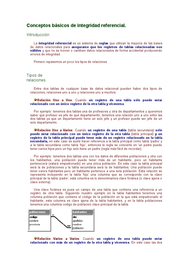 Conceptos de Integridad Referencial | PDF