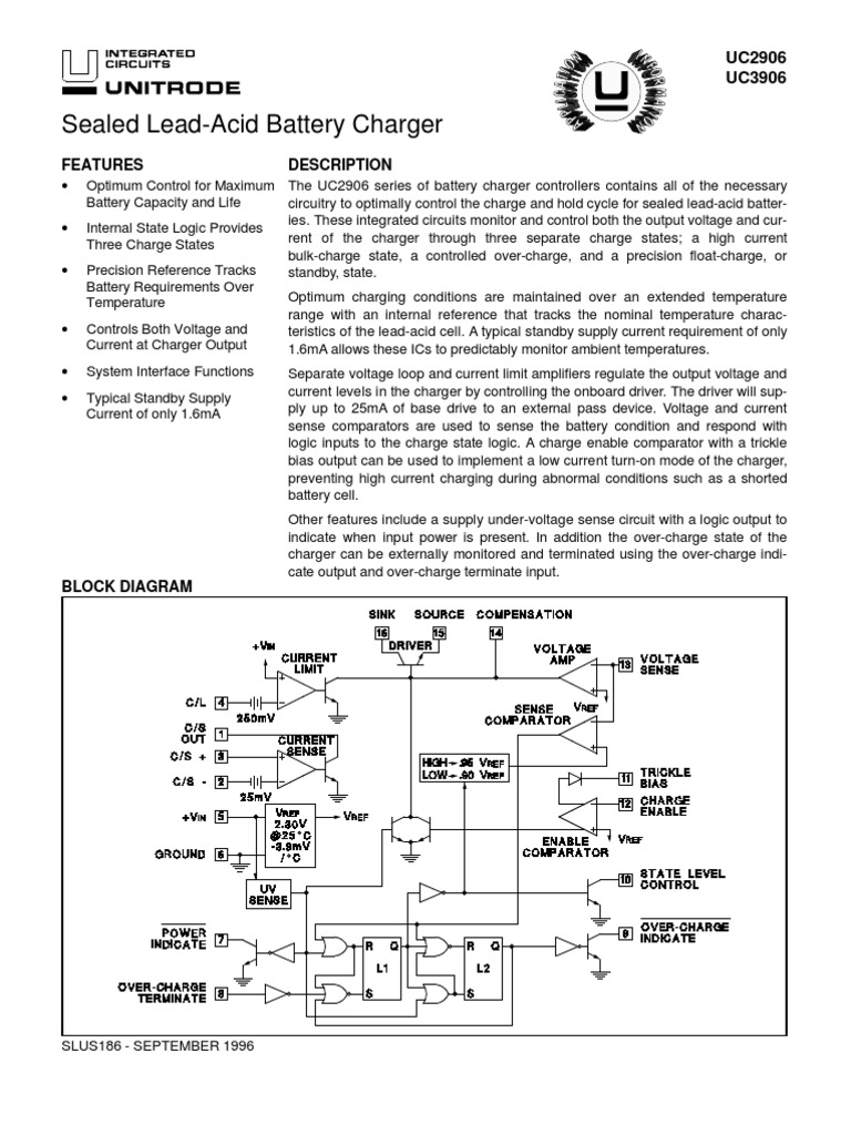 Uc 2906 | PDF | Battery Charger | Bipolar Junction Transistor