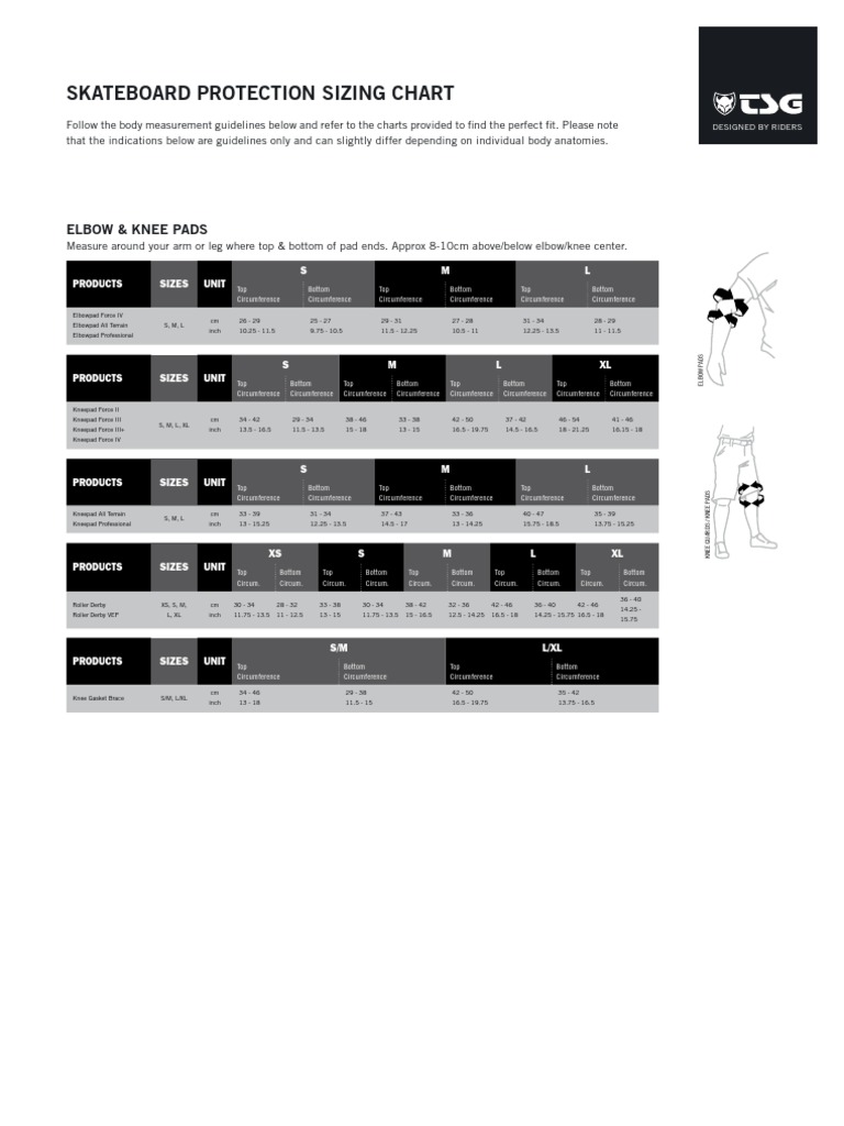 13 Sizing Charts TSG Protection 72dpi | PDF | Hip | Limbs (Anatomy)