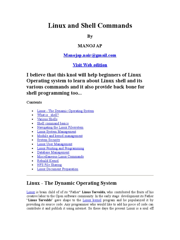 Linux and Shell Commands | Download Free PDF | Command Line Interface ...