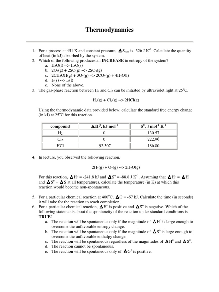 Chemical Thermodynamics | PDF | Chemical Equilibrium | Chemical Reactions