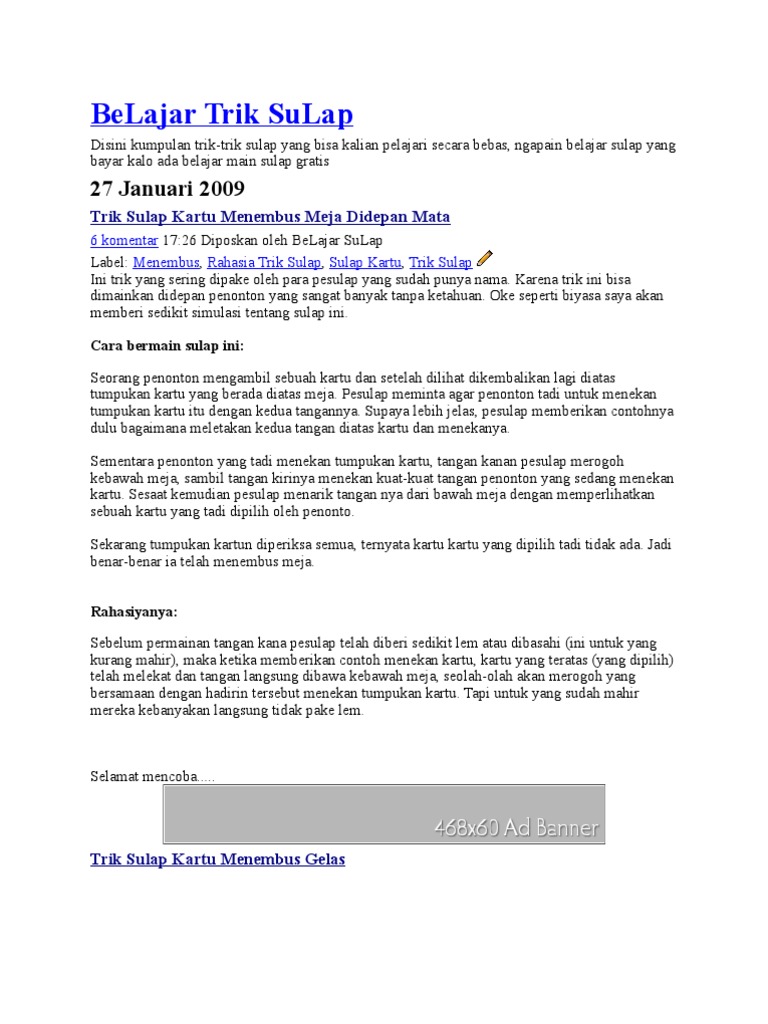 BeLajar Trik SuLap | PDF | Fiksi Misteri, Thriller, & Kejahatan
