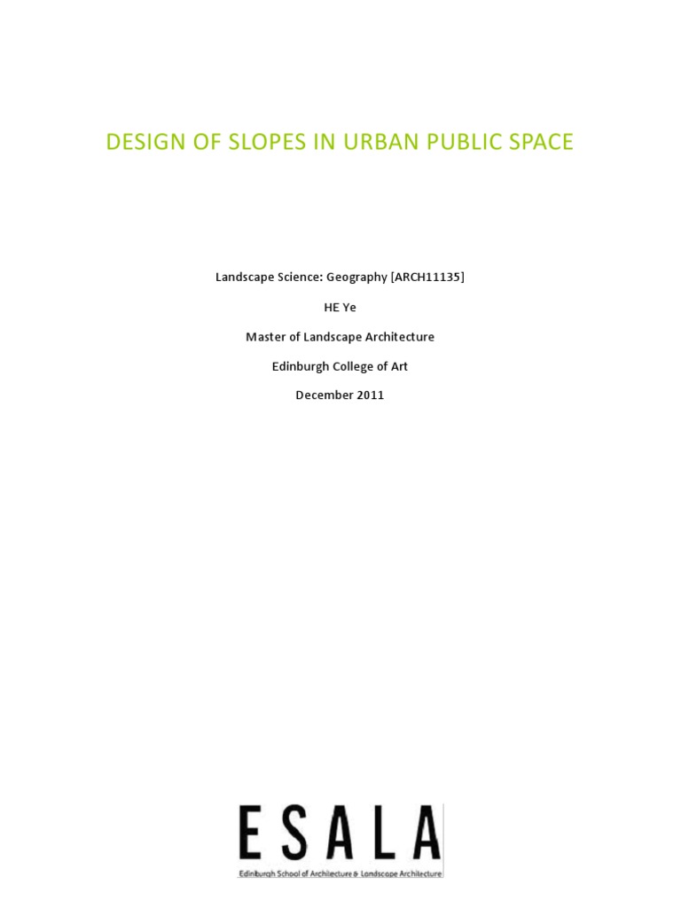 Urban Slope Design in Public Spaces | PDF | Landscape | Force