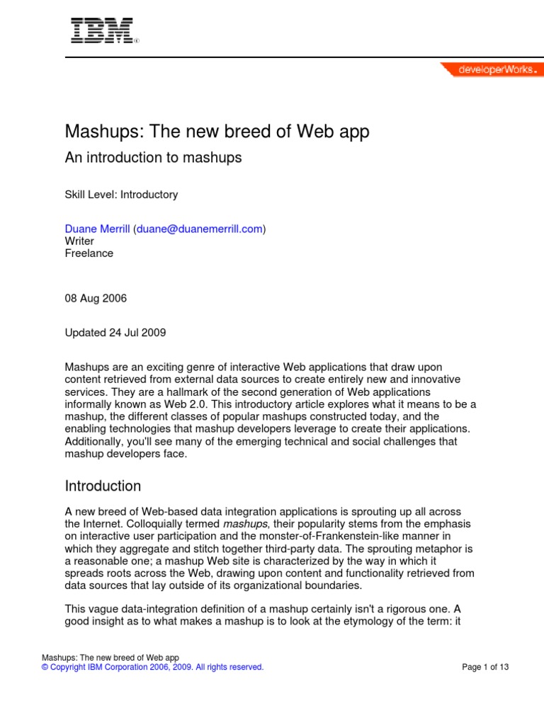 Mashups: The New Breed of Web App: An Introduction To Mashups | PDF ...
