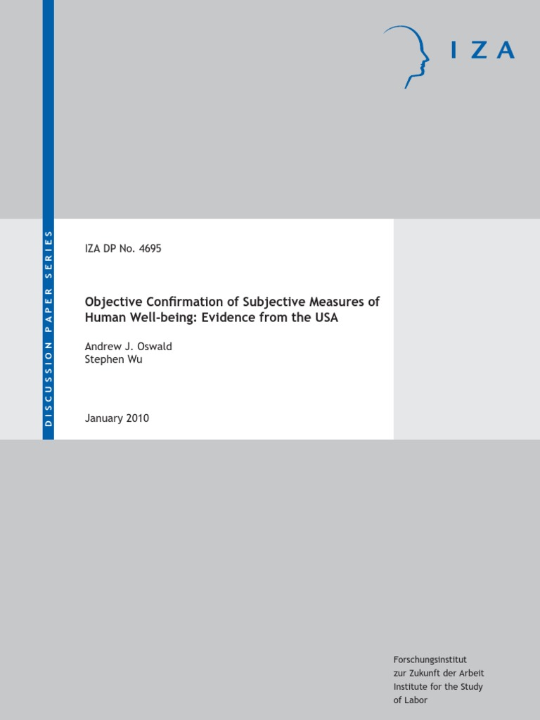 Objective Confirmation Human Well-Being-Dp4695 | PDF | Quality Of Life ...