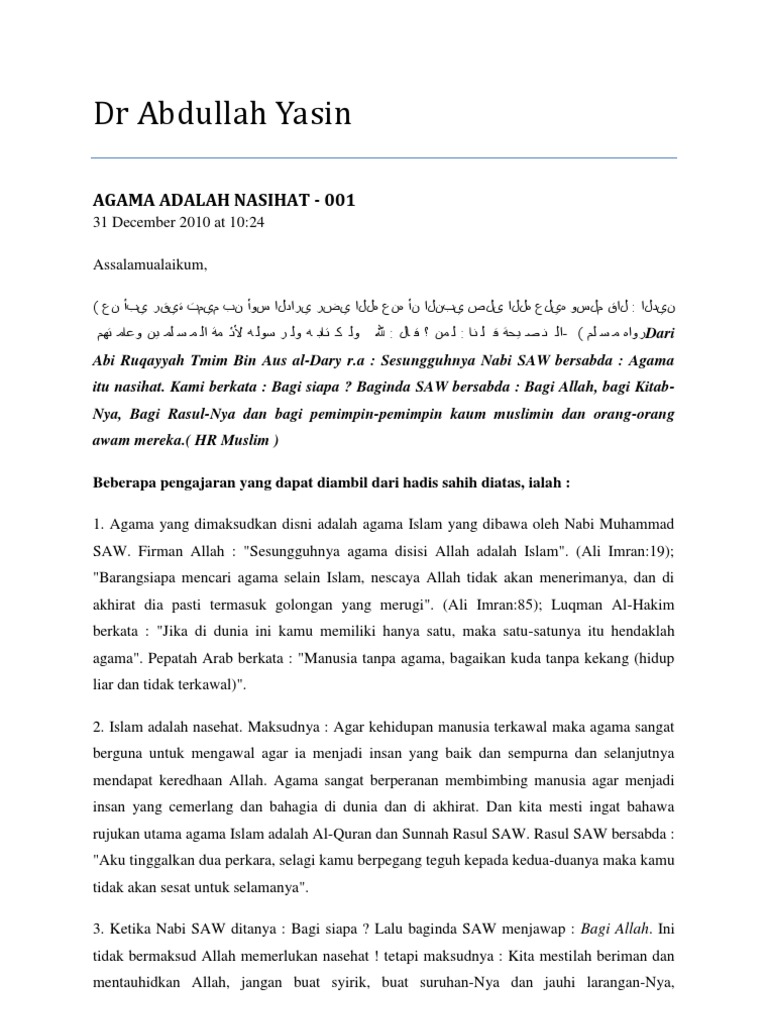 DR Abdullah Yasin | PDF | Gaya Hidup