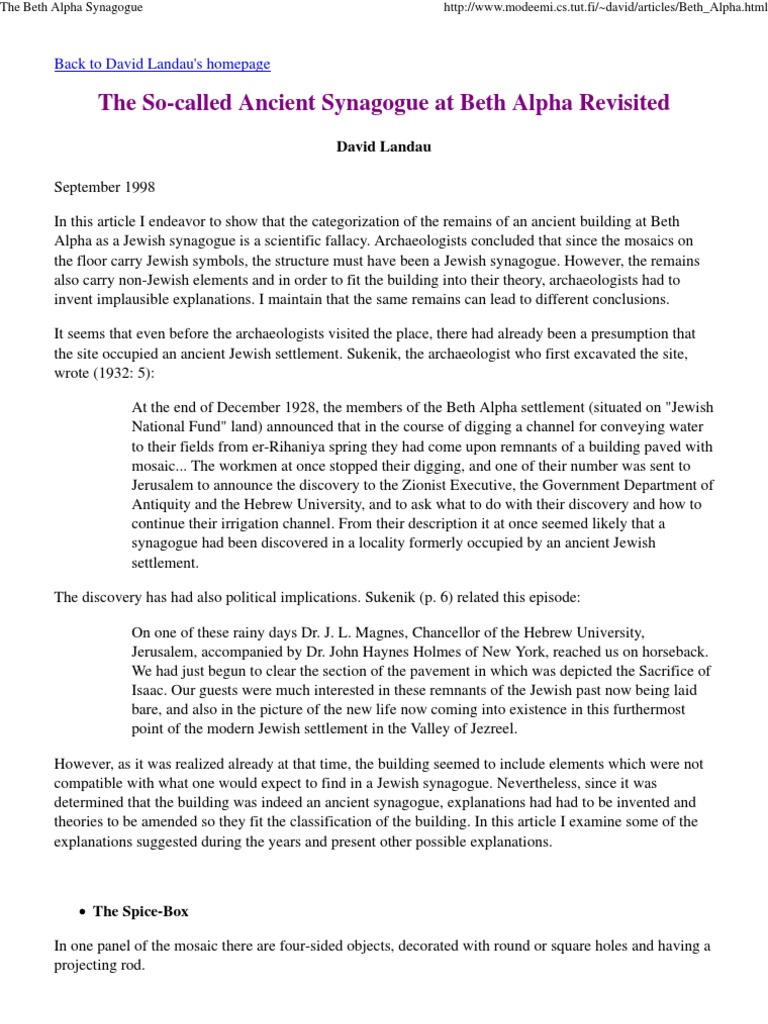 Beth Alpha Synagogue Analysis | PDF | Book Of Enoch | Mosaic