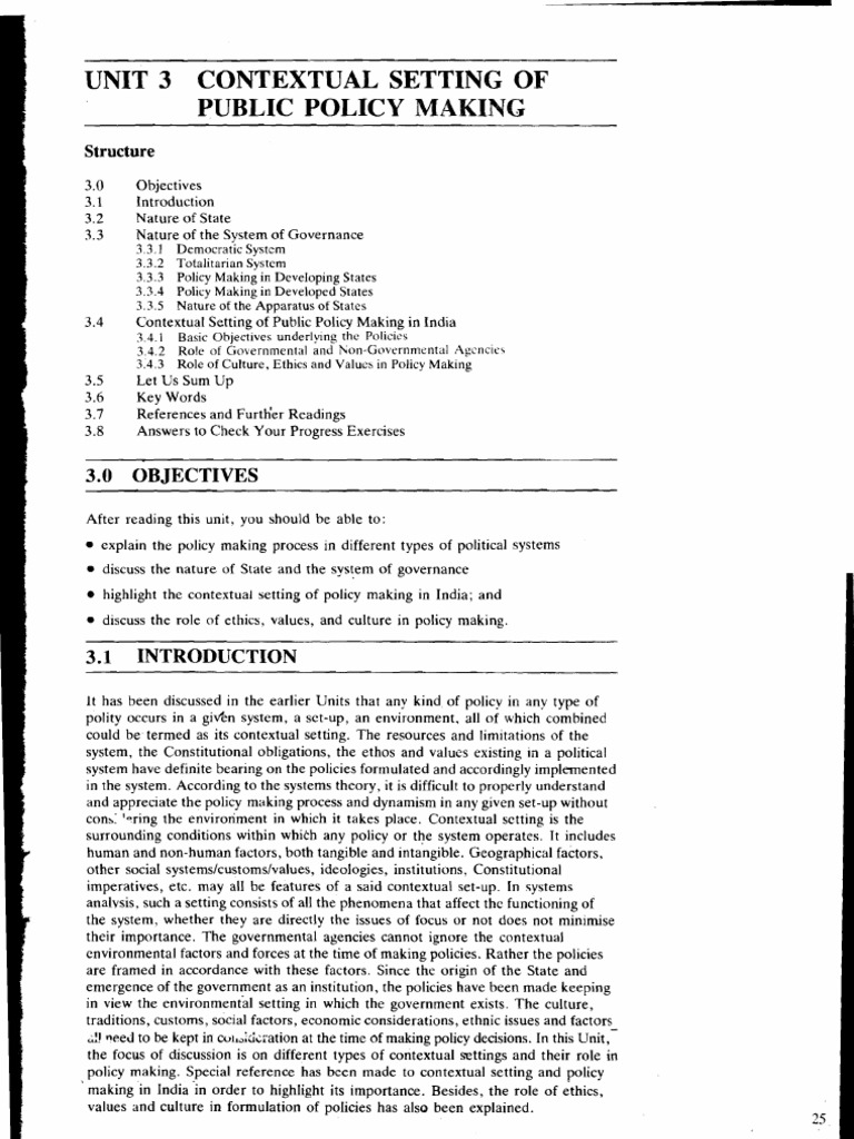 Unit3 - Contextual Setting of Public Policy Making | PDF | Sovereignty ...