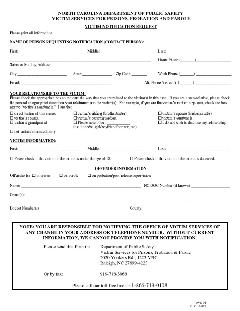 Victim Notification Request Form | PDF