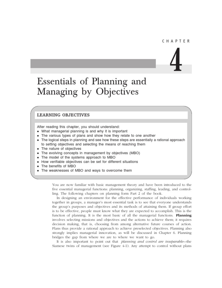 Essentials of Planning and Managing by Objectives | PDF | Career & Growth