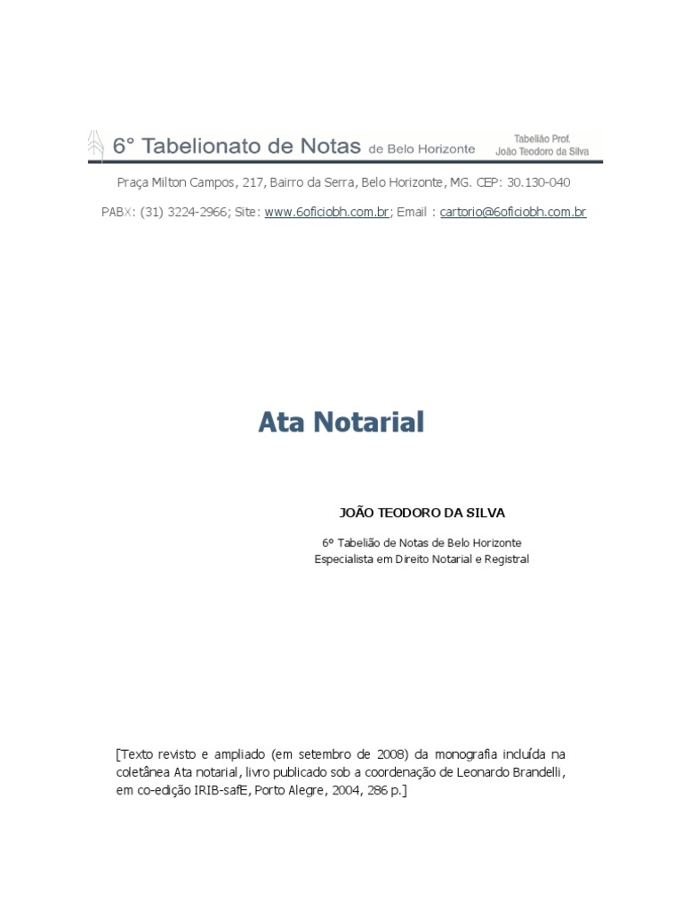 Ata Notarial | PDF | Direito