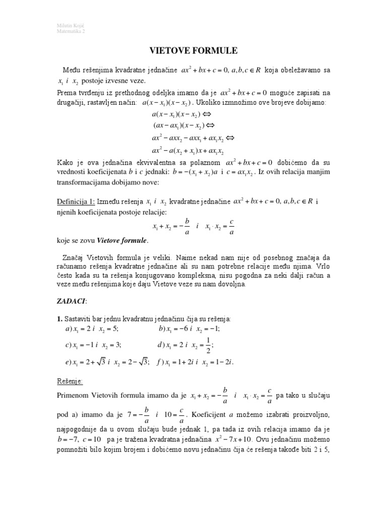 Vietove Formule | PDF