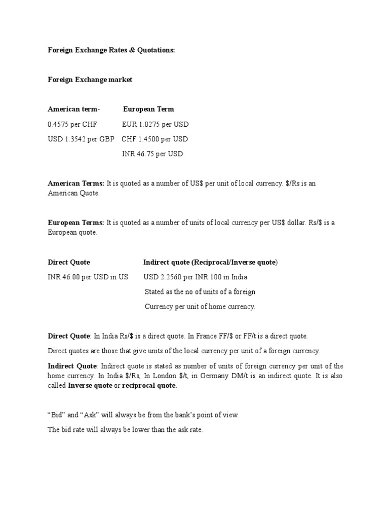Foreign Exchange Rates Calculations | PDF | Exchange Rate | Foreign ...