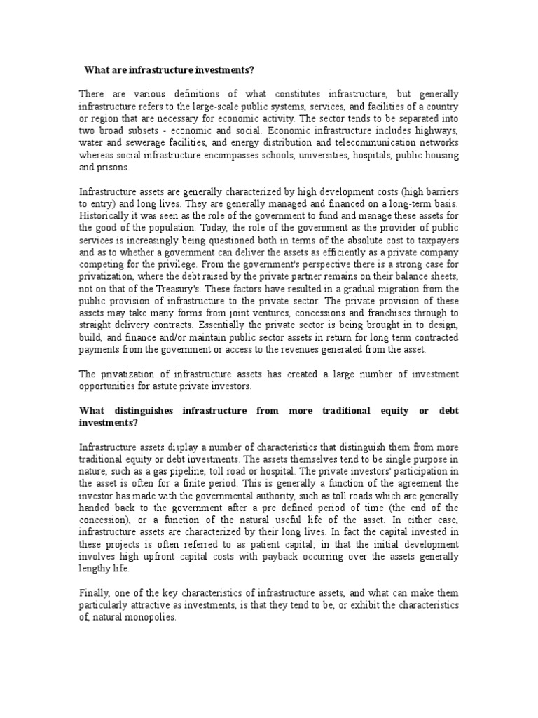 Infrastructure Investment Insights | PDF | Infrastructure | Investing