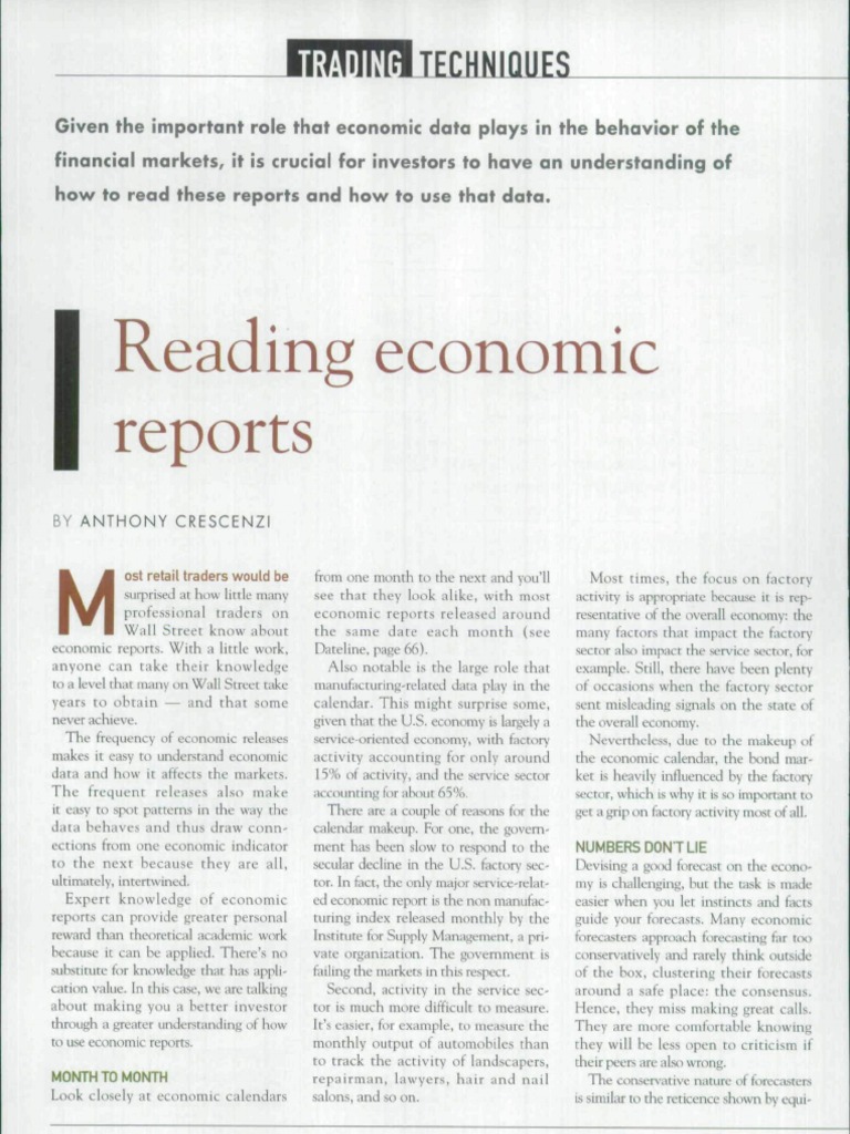 Reading Economic Reports | PDF | Financial Markets | Federal Reserve System