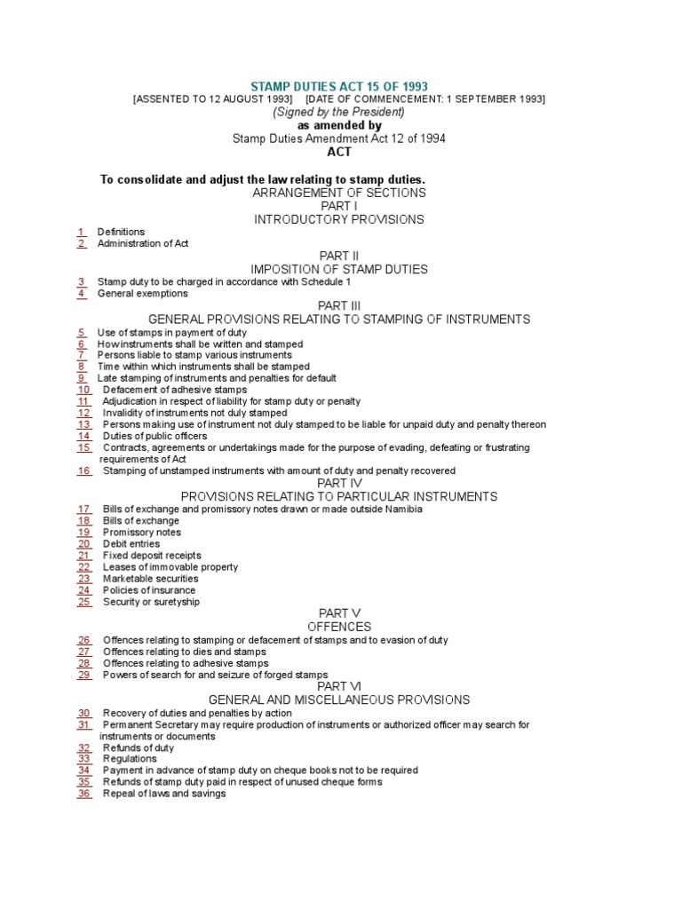 Stamp Duties Act 15 of 1993 | PDF | Negotiable Instrument | Securities ...