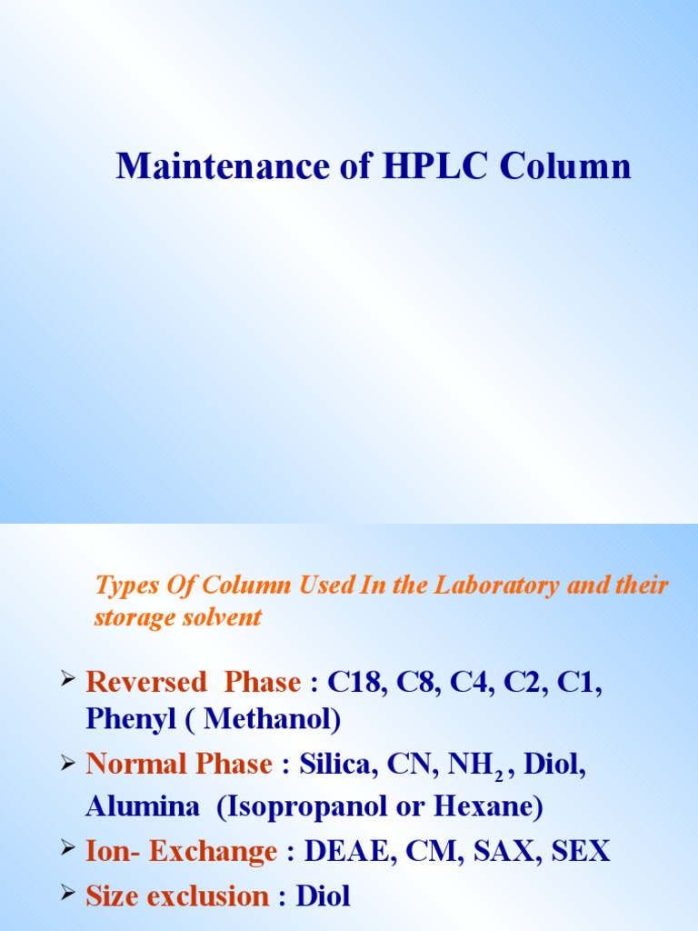 Maintenance of Column | PDF | High Performance Liquid Chromatography ...