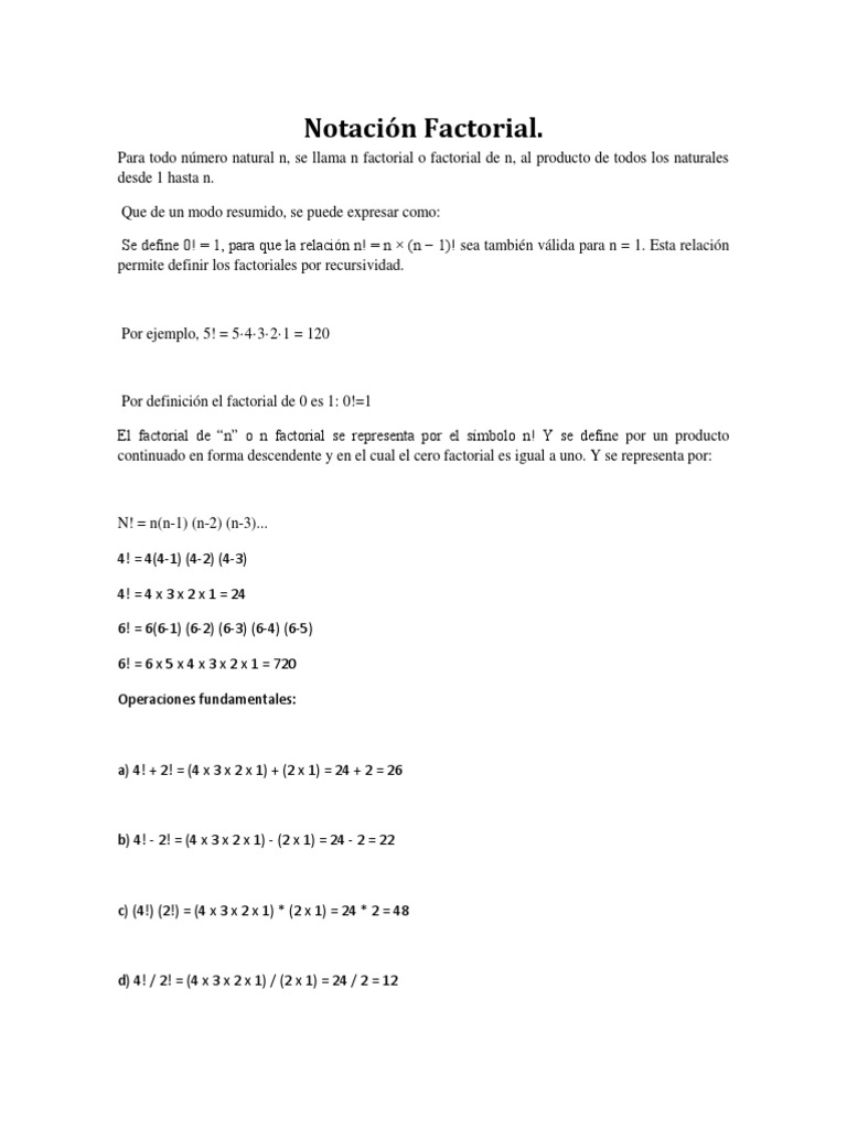 Notación Factorial | PDF | Permutación | Multiplicación