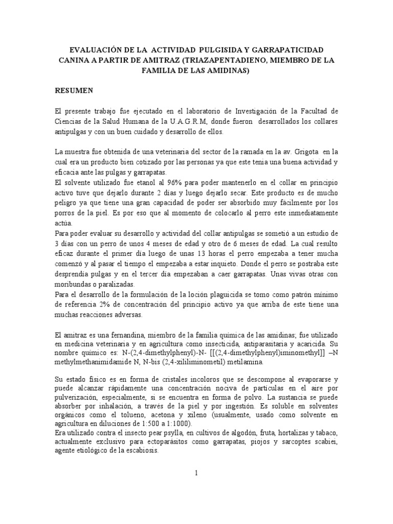 Monografia Del Collar Rabito Con Amitraz | PDF | Perros | Pesticida