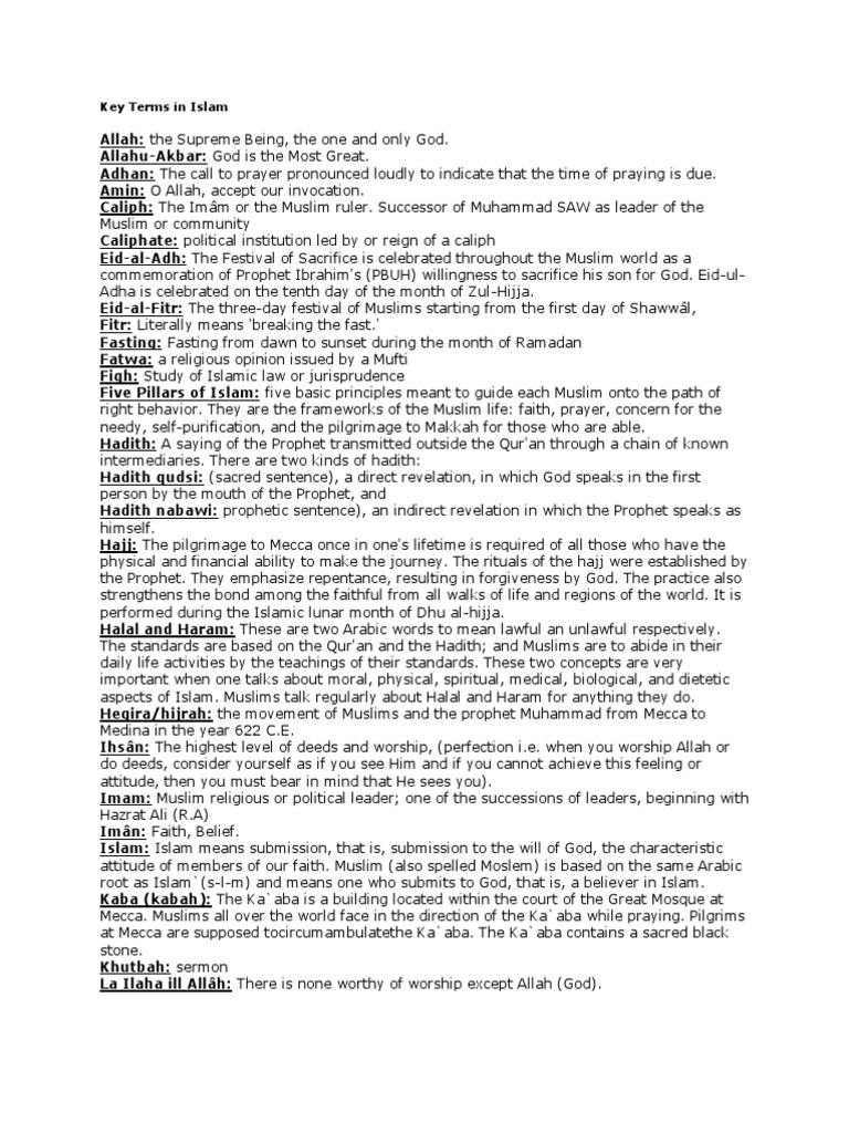 Key Terms in Islam | PDF | Ulama | Muhammad