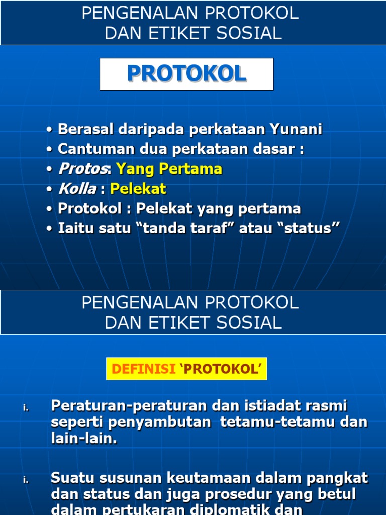 Pengenalan Protokol Dan Etiket Sosial | PDF