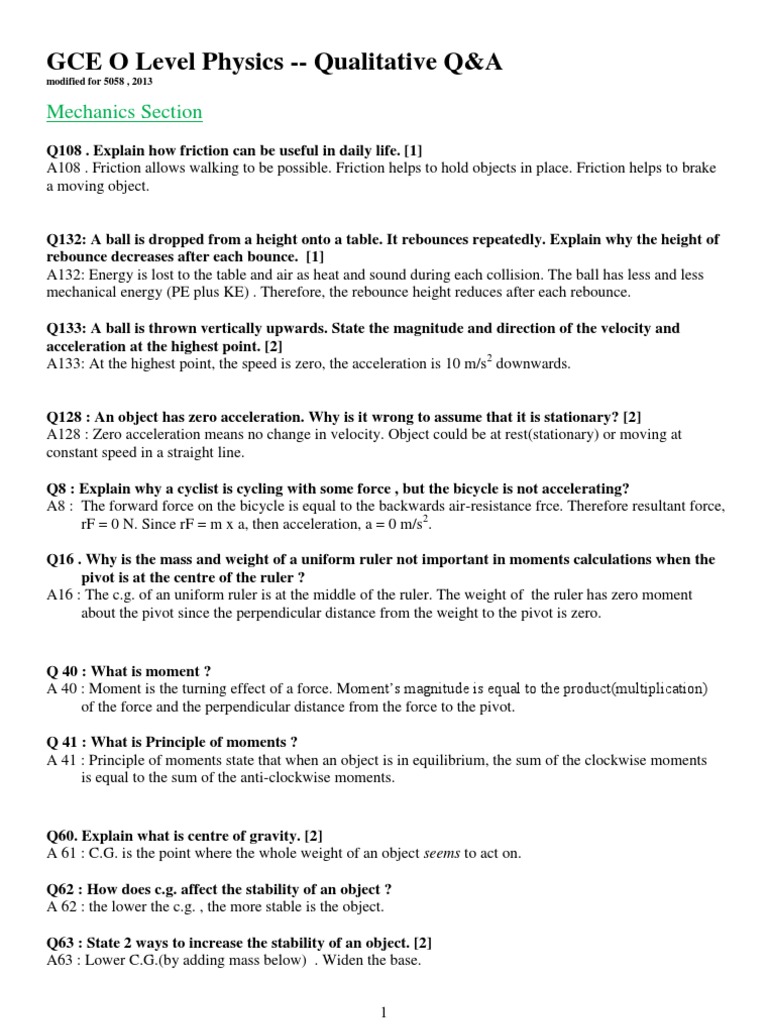 Gce o Level Physics Questions Faq 2013 | PDF | Electromagnetic ...