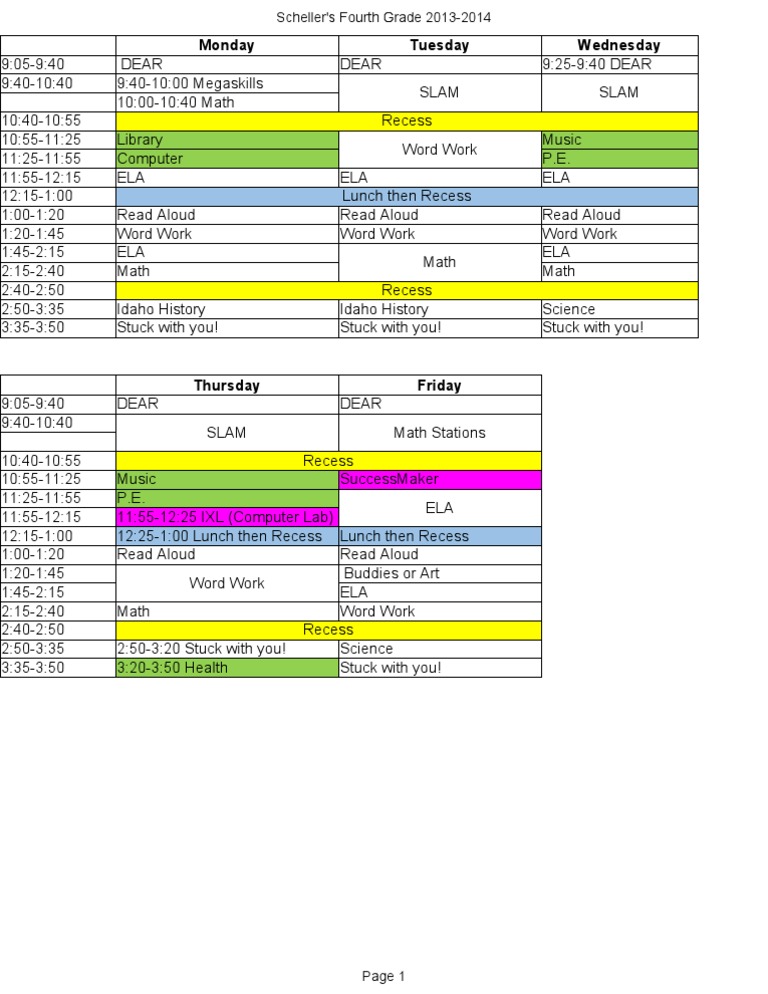 Weekly Schedule | PDF