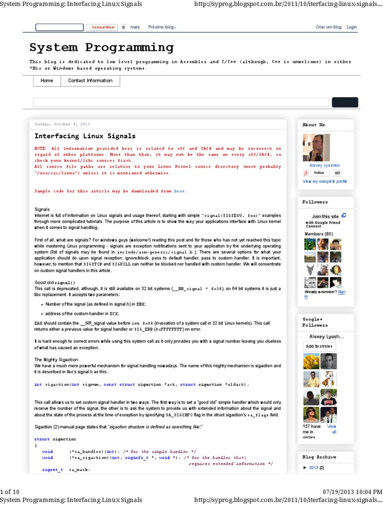 Assembly Implementation Of Unix Signals Pdf Areas Of Computer Science Computer Architecture