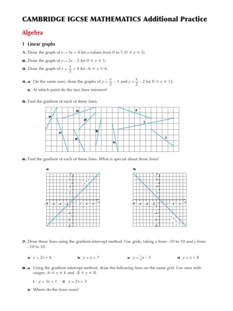 Cambridge Algebra Questions ! (Extended and Core) for IGCSE - CIE ...