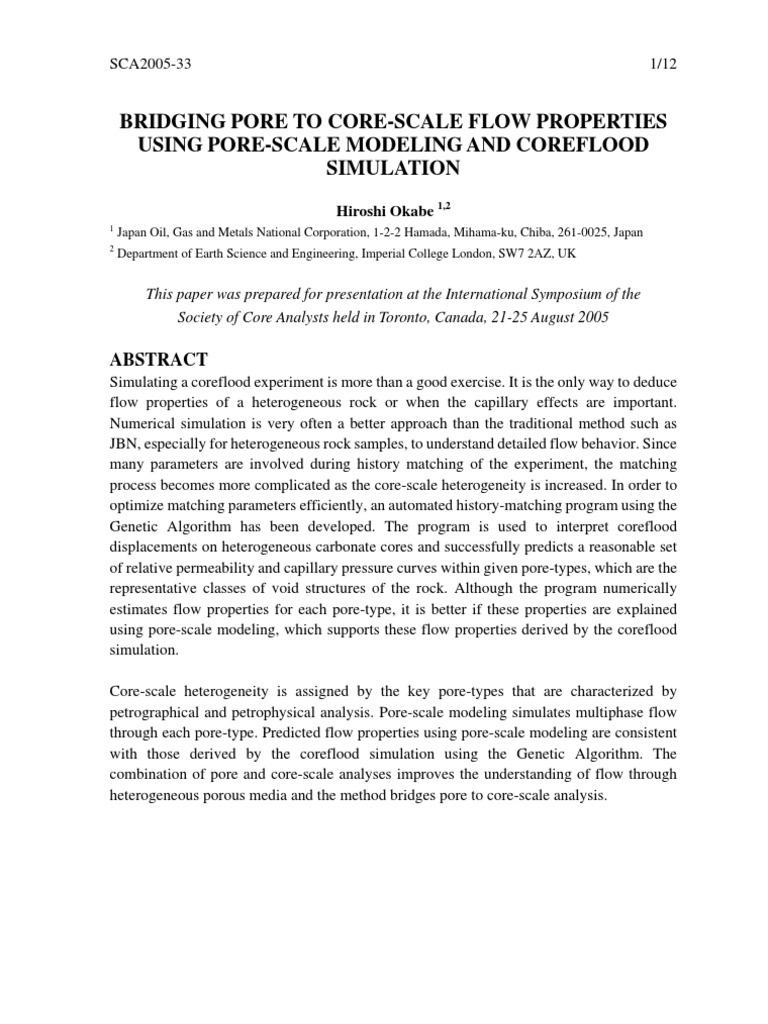 Bridging Pore To Core-Scale Flow Properties Using Pore-Scale Modeling ...