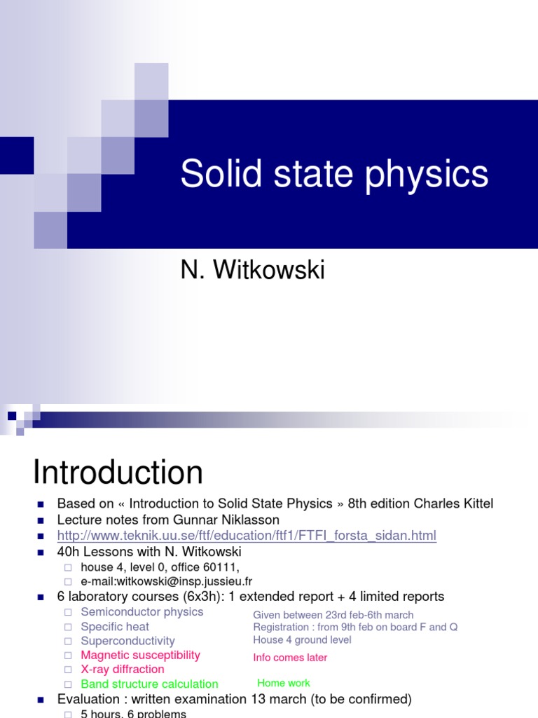 Solid State Physics Intro | PDF