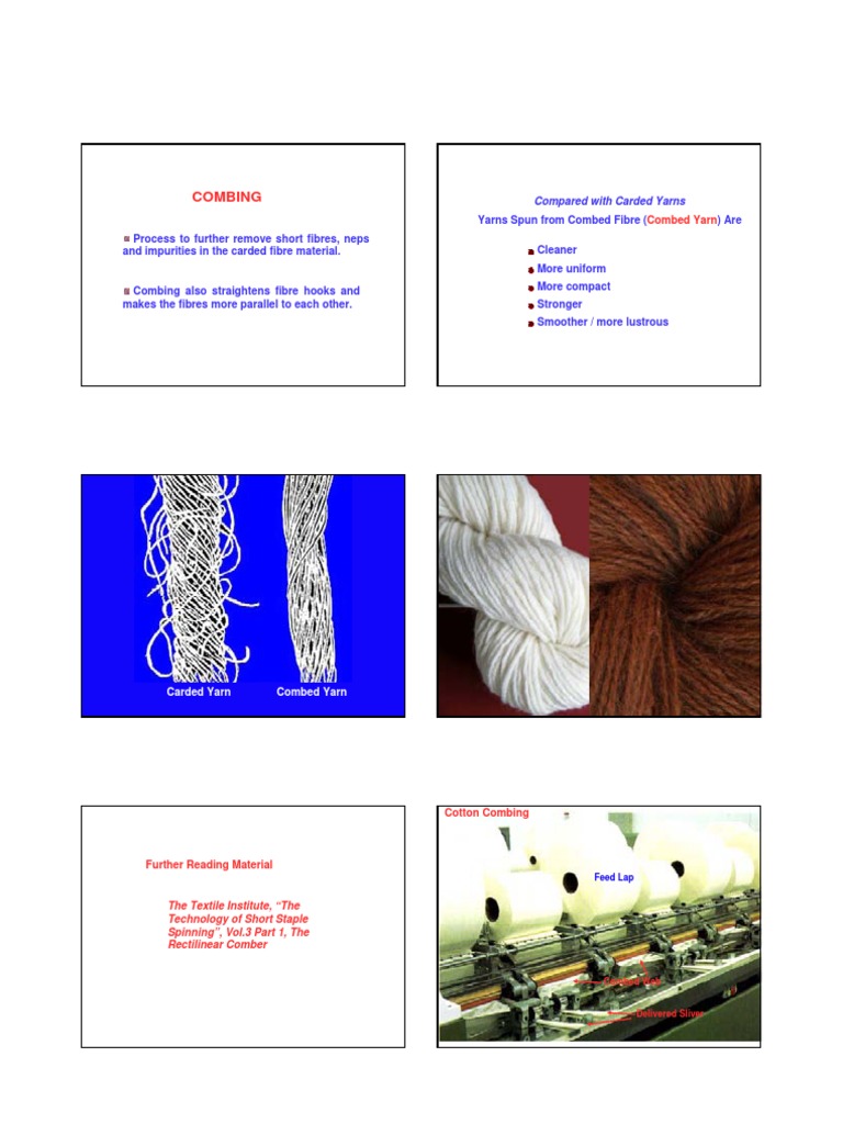 Comber | PDF | Spinning (Textiles) | Textiles